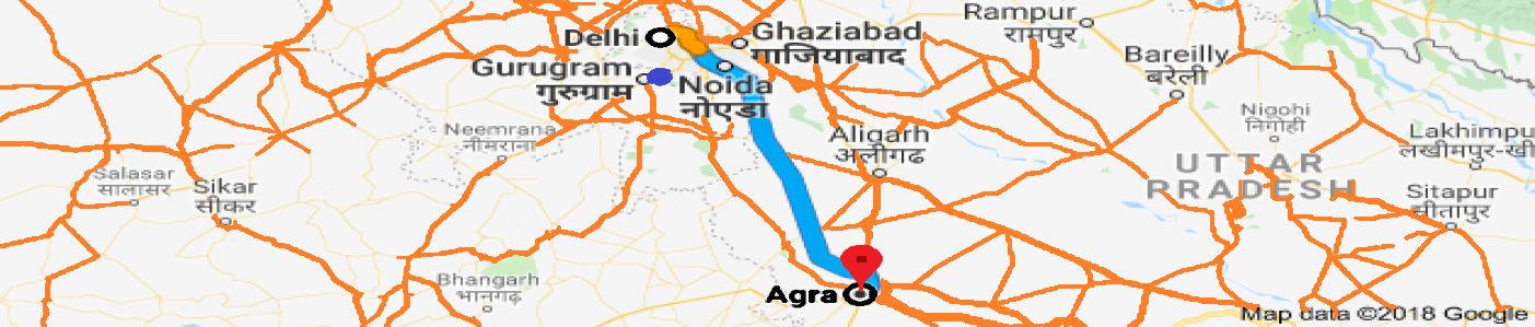 Agra on map in Agra